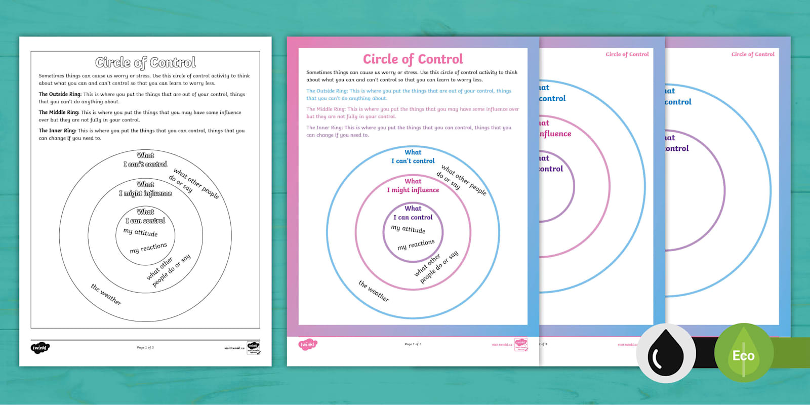 Circle of Control Worksheet - Emotional Regulation Activity