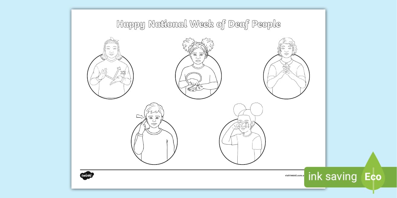Auslan National Week of Deaf People Colouring