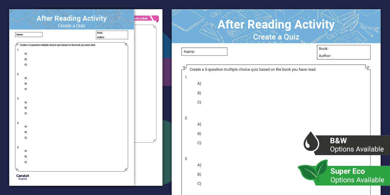 'Create a Quiz' After Reading Activity
