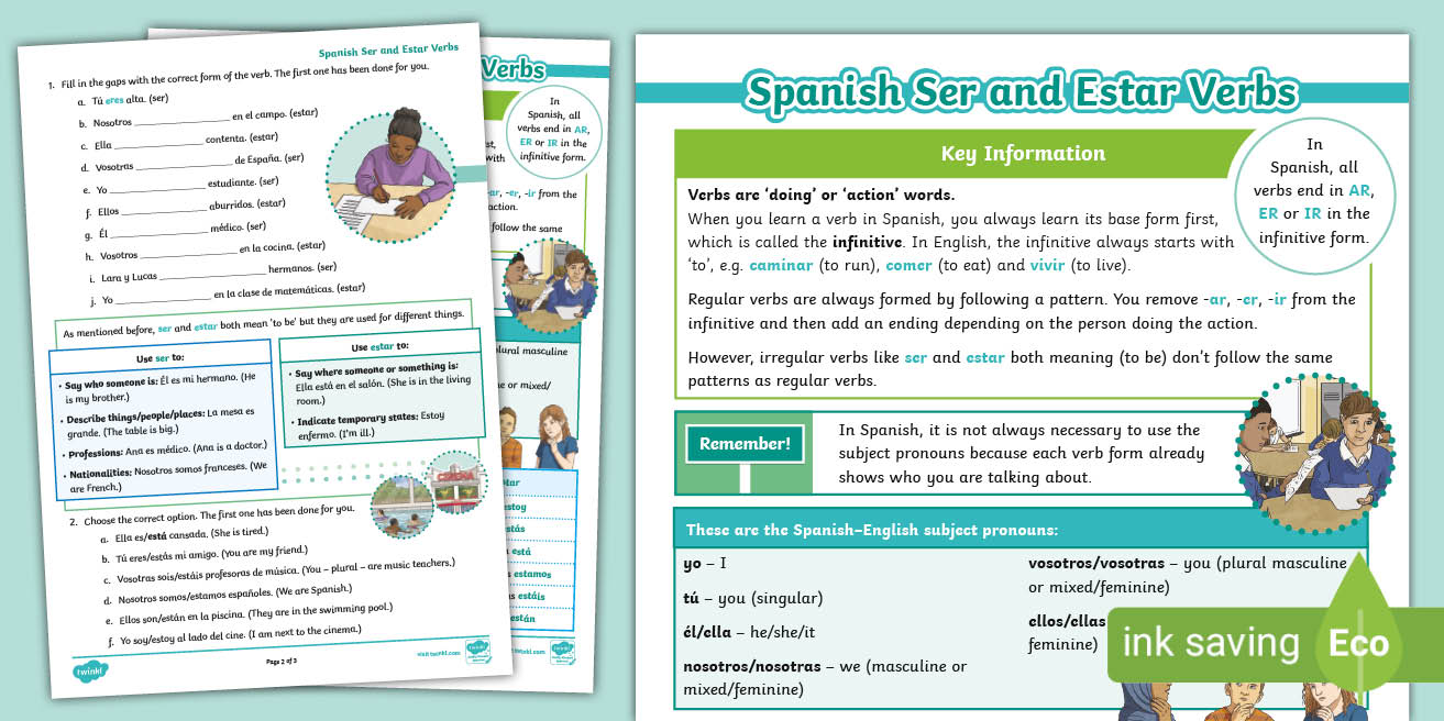 Spanish Grammar: Ser and Estar Worksheet