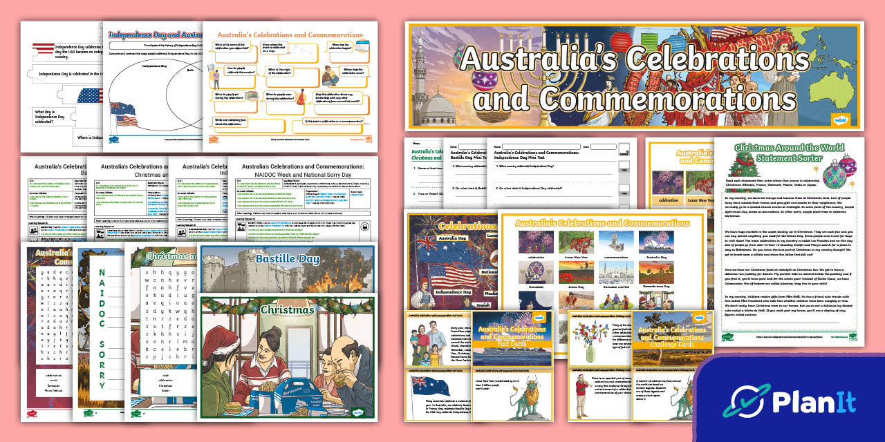 Year 3 HASS History Australia's Celebrations and Commemorations Unit Pack 3