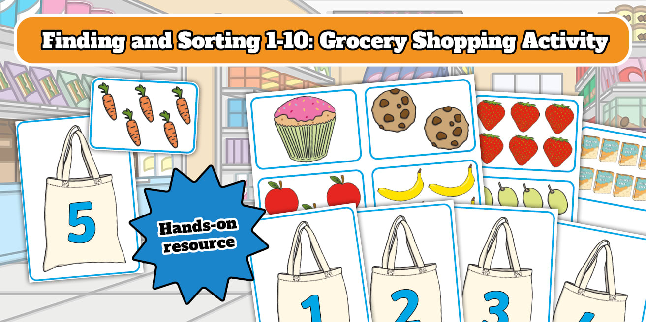 Finding and Sorting 1-10/1-20: Grocery Shopping Activity