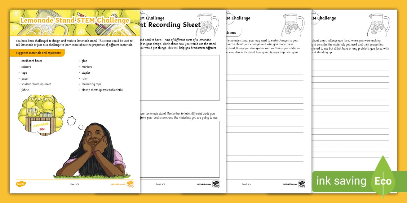 Design and Make a Lemonade Stand STEM Challenge
