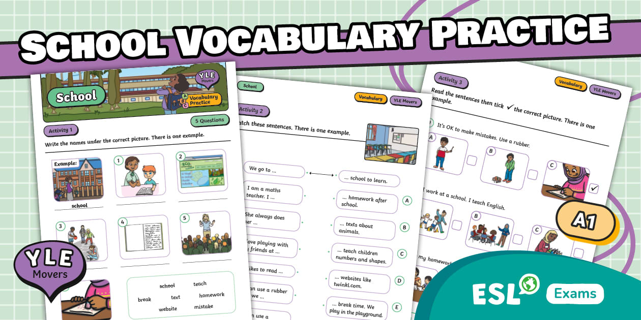YLE Movers Vocabulary Activity Sheet - School [A1]