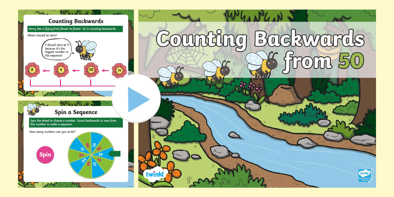 Counting Backwards from 50 PowerPoint - KS1 - Twinkl