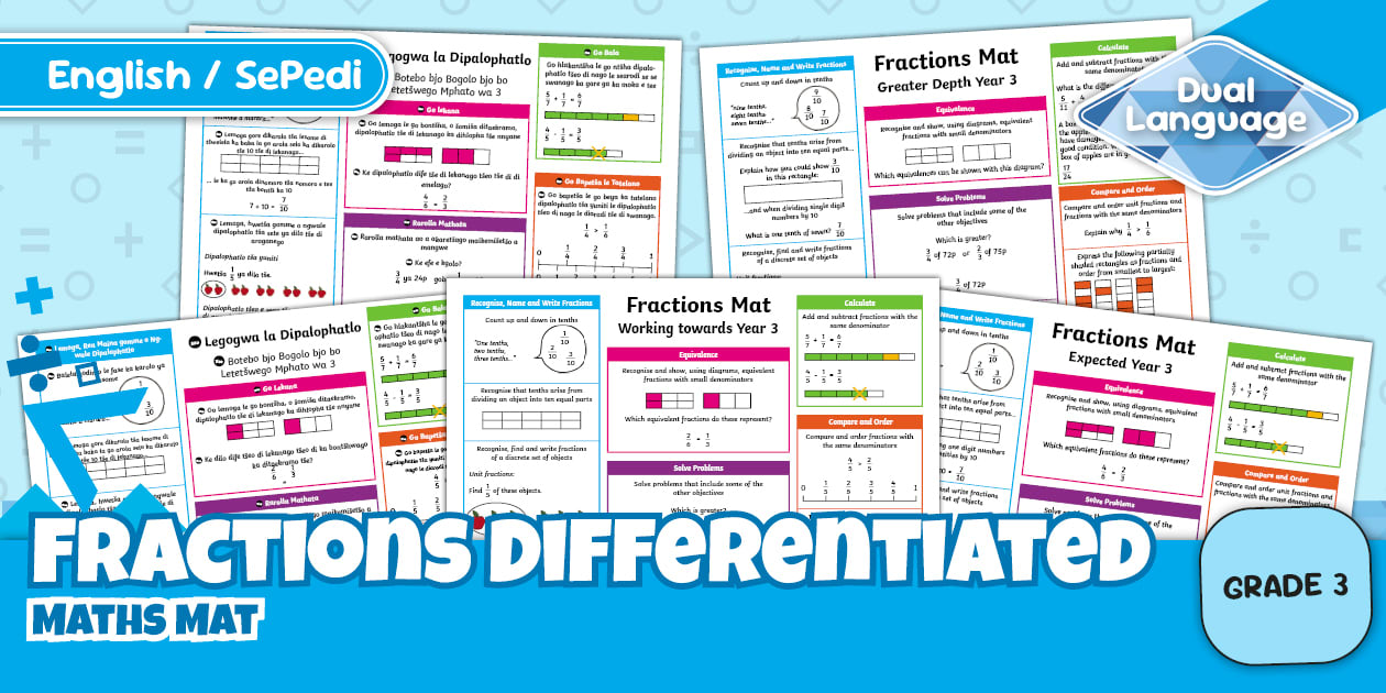 Grade 3 Fractions Differentiated Maths Mat Sepedi/English
