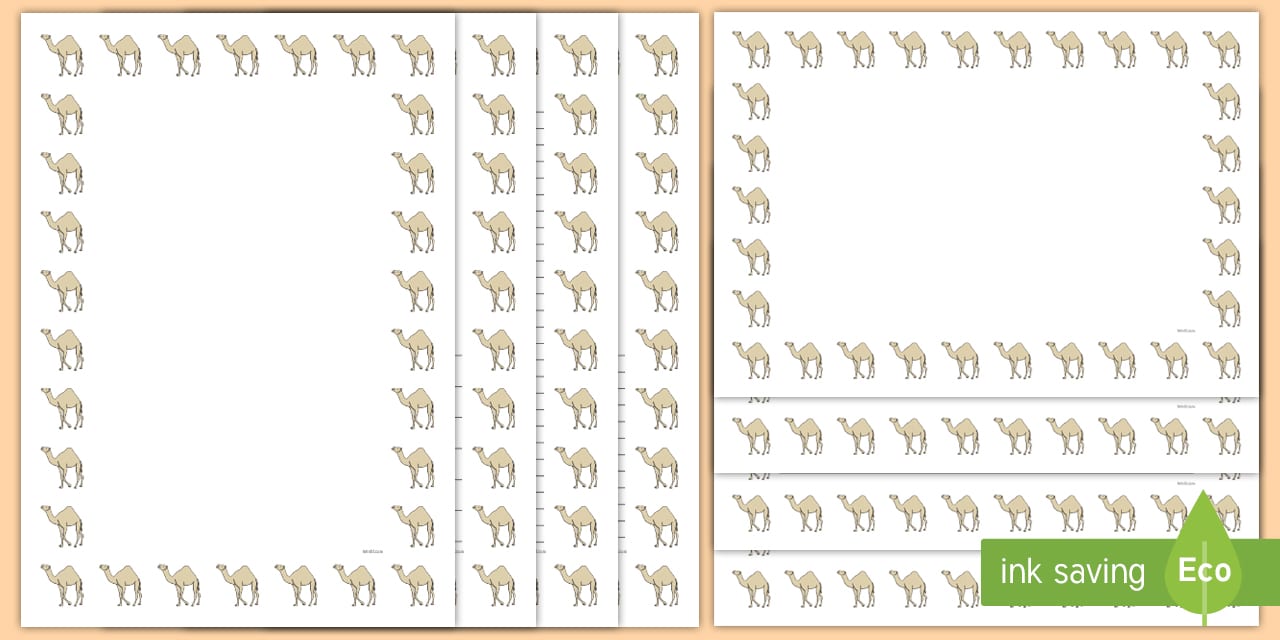 Camel Themed Page Border Pack - Camel Portrait Page Borders- Portrait ...