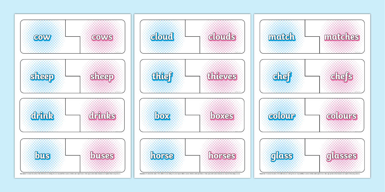 Plural Nouns Matching Puzzle