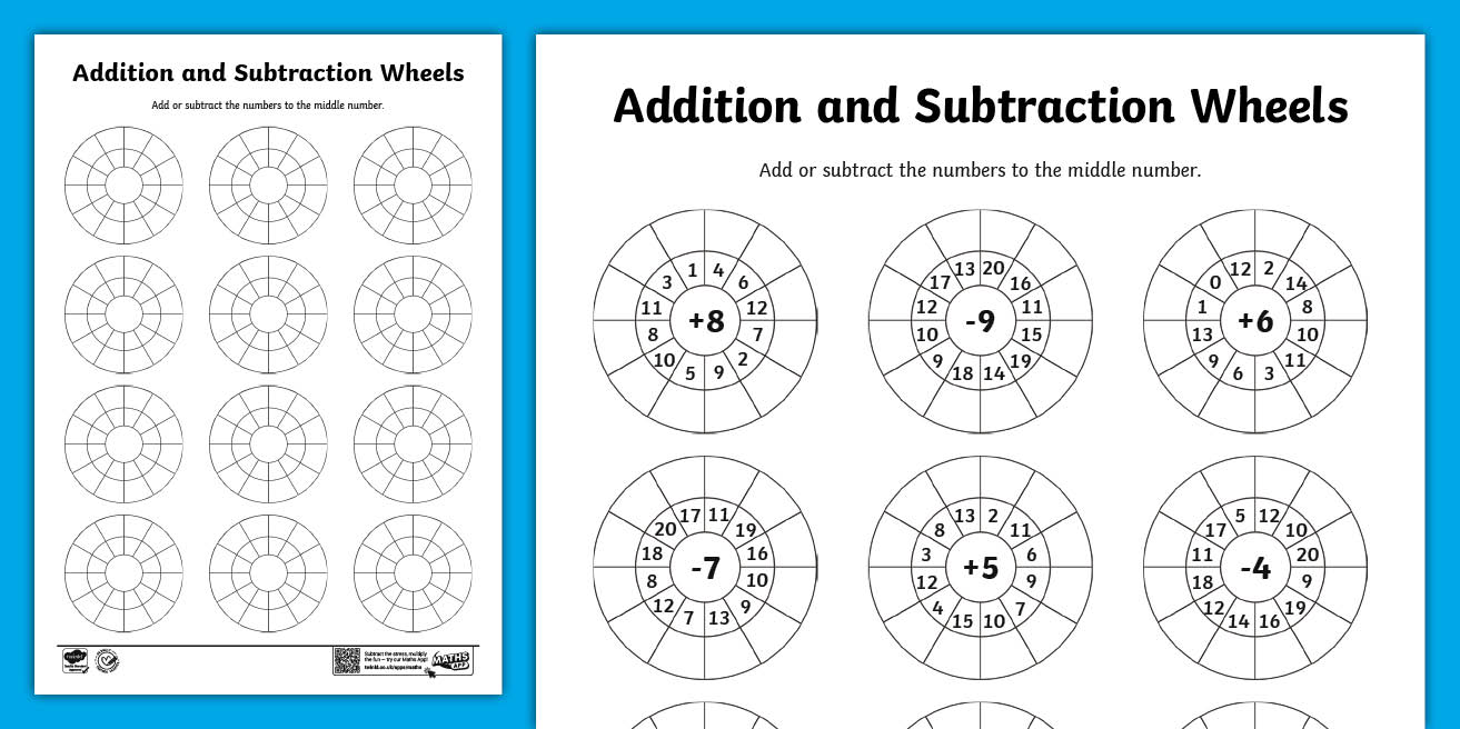 Addition and Subtraction Wheels Worksheet