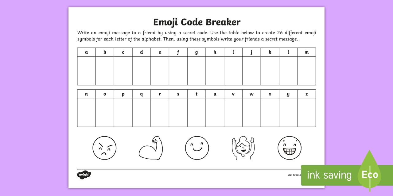 KS1 Emoji Code Breaker Worksheet - Emotions, Symbols, Team work ...