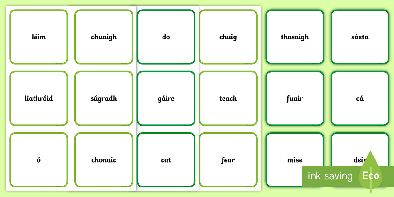 High Frequency Irish Words (41-80) Flashcards Gaeilge - SnaG, Seantain ...