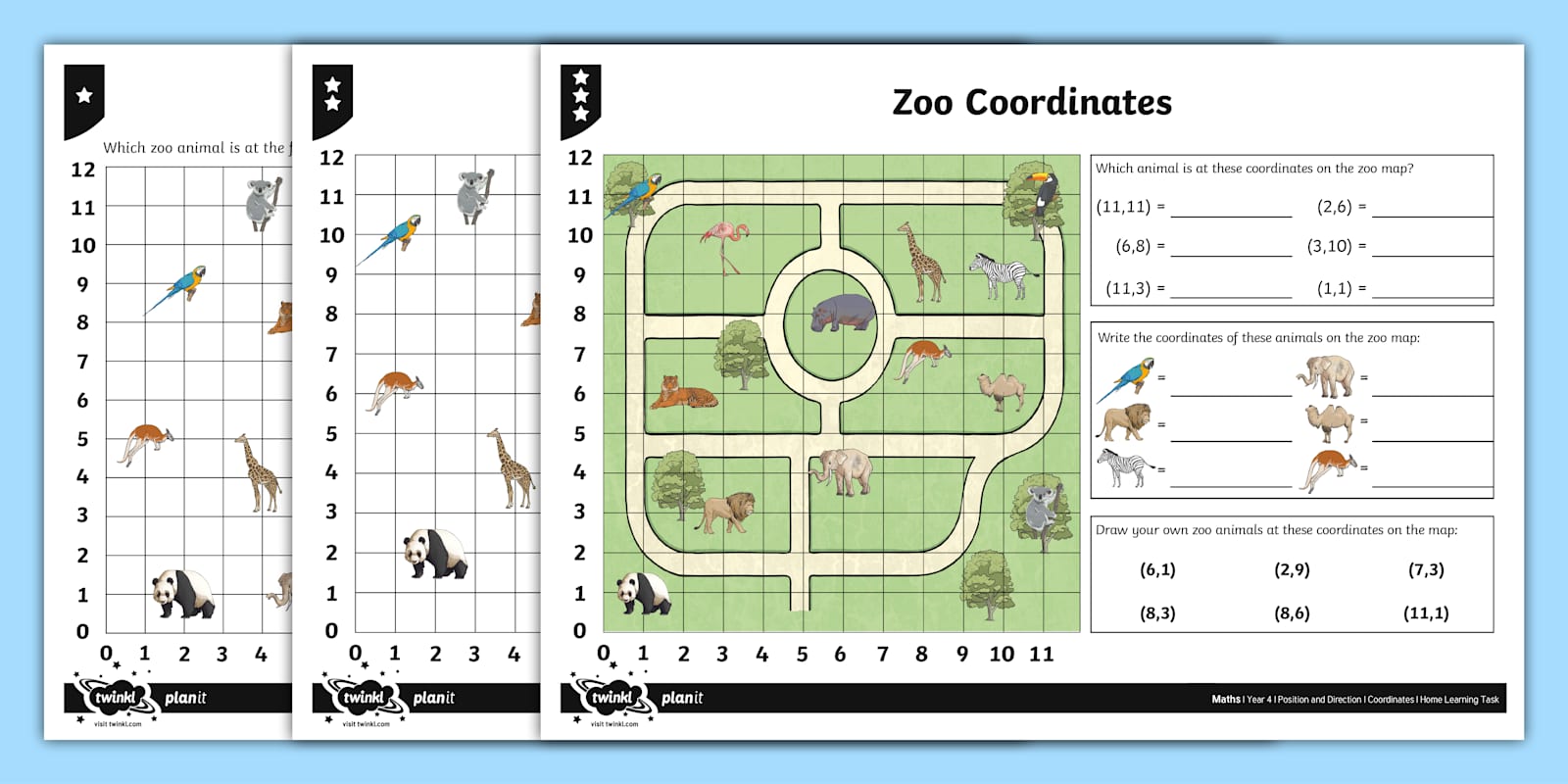 Zoo Coordinates Maths Worksheet