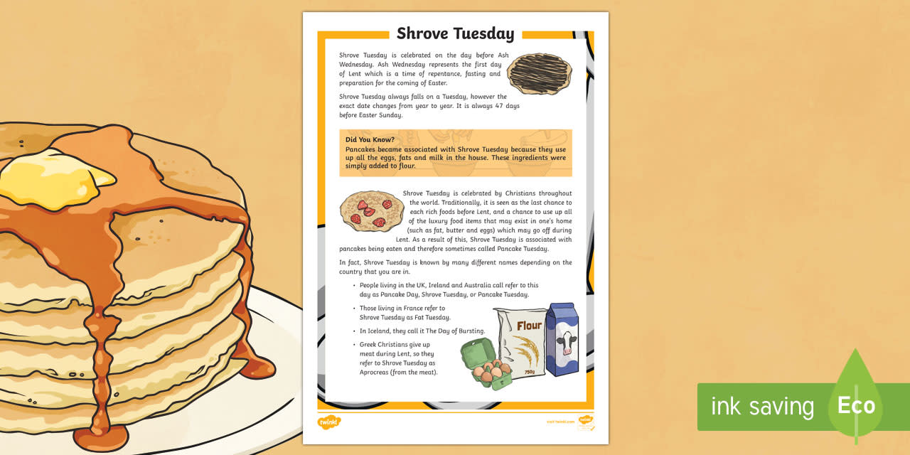 Shrove Tuesday | Pancake Tuesday | Twinkl Events - Twinkl
