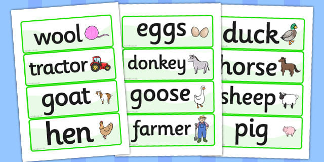 On the Farm Word Cards - ESL Farm Vocabulary