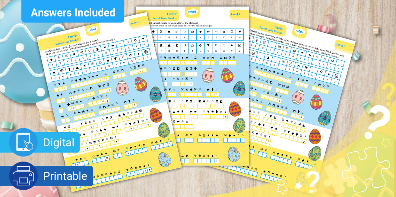 Easter Secret Code Breaking Puzzle - All Difficulty Levels