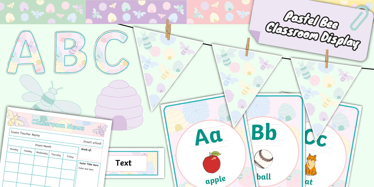Pastel Bee Themed Classroom Display Pack