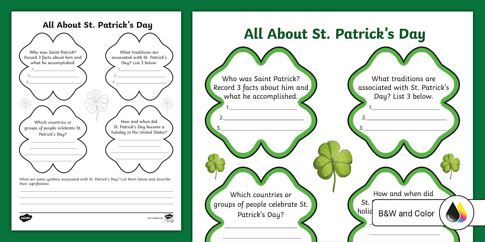 Saint Patrick's Day Worksheet | St. Patrick | Twinkl USA