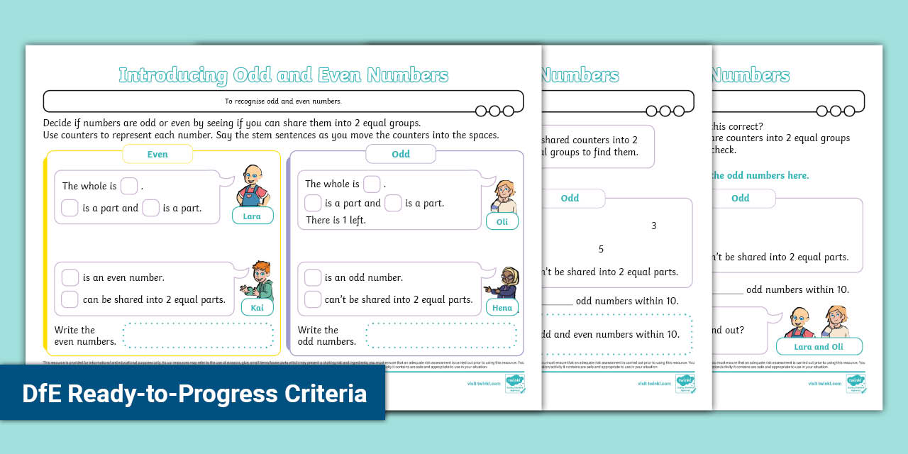 Introducing Odd and Even Numbers Differentiated Maths Worksheets