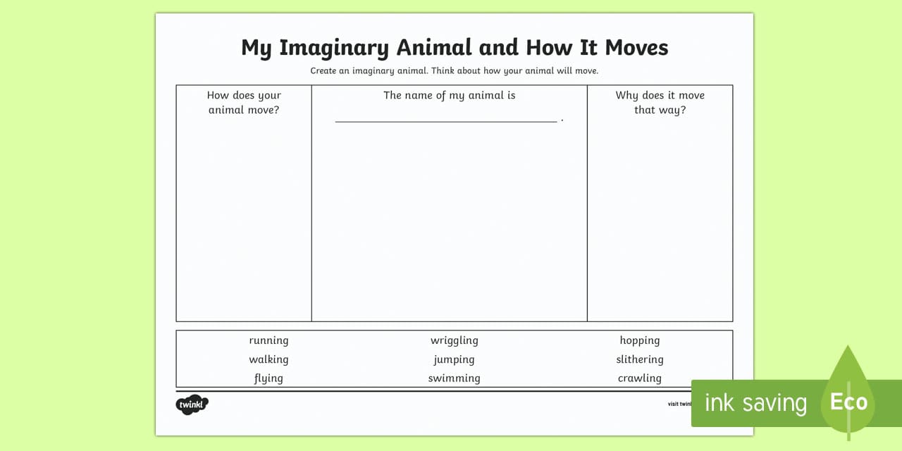 My Imaginary Animal and How It Moves Worksheet / Worksheet - Australian ...
