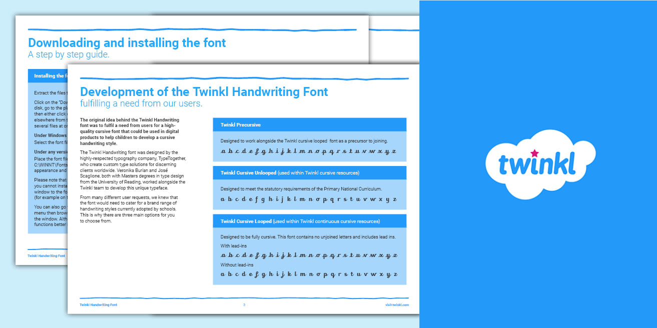 Twinkl Font Product Guide