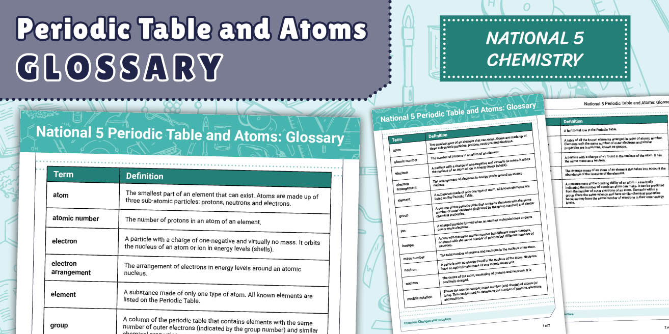 National 5 Periodic Table and Atoms: Glossary