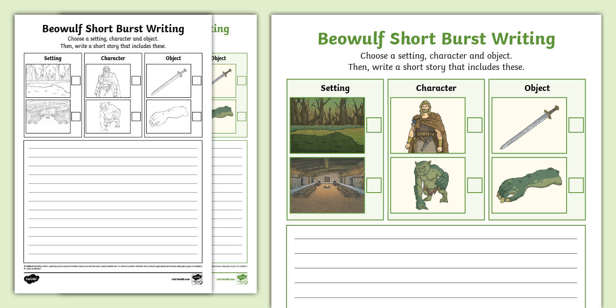 Beowulf Short Burst Writing Template - Twinkl