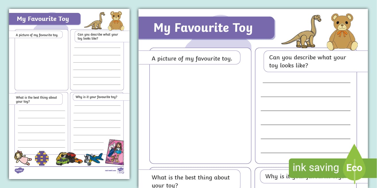 My Favourite Toy Writing Template
