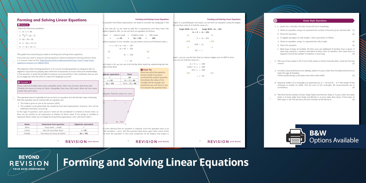 Forming and Solving Equations