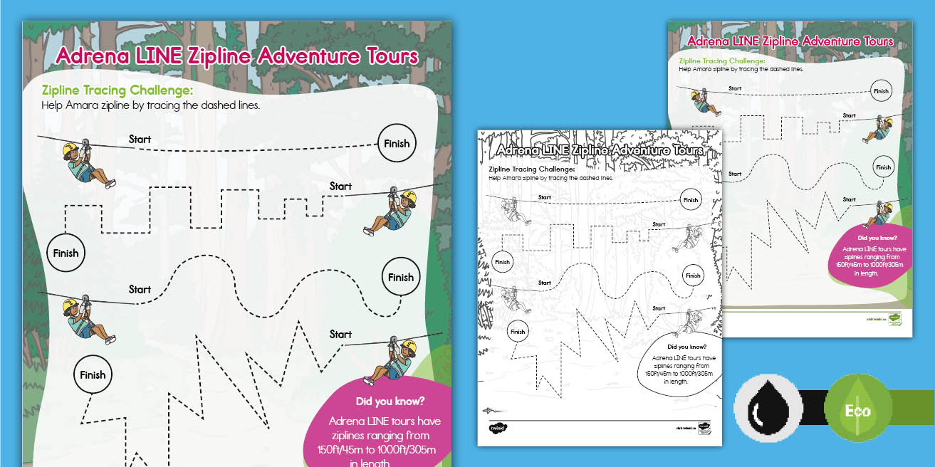 Adrena LINE Zipline Adventure Tours Pencil Control Activity
