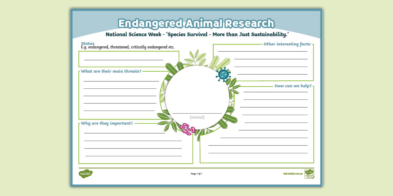 National Science Week - Endangered Animal Research Task