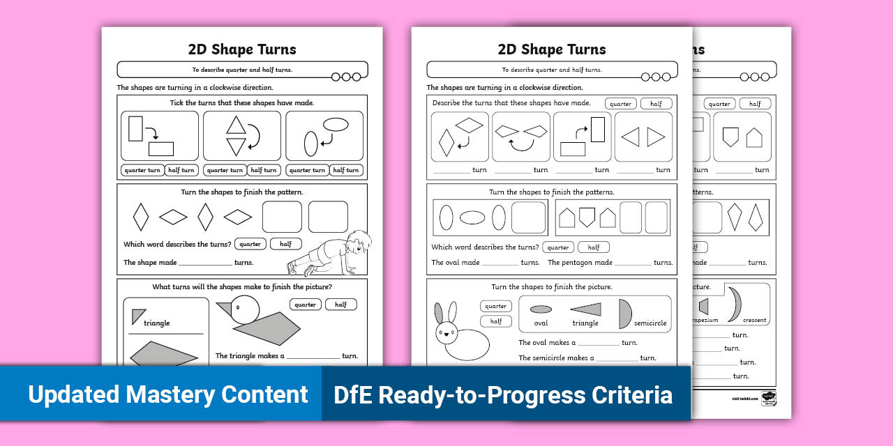 Describe Quarter and Half Turns Maths Activity Sheets