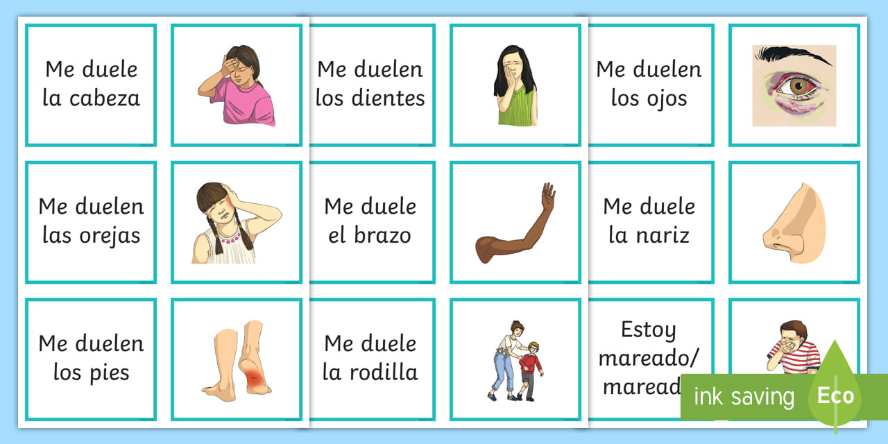 Illnesses Matching Cards Spanish - body, illnesses, doctor, ourselves ...