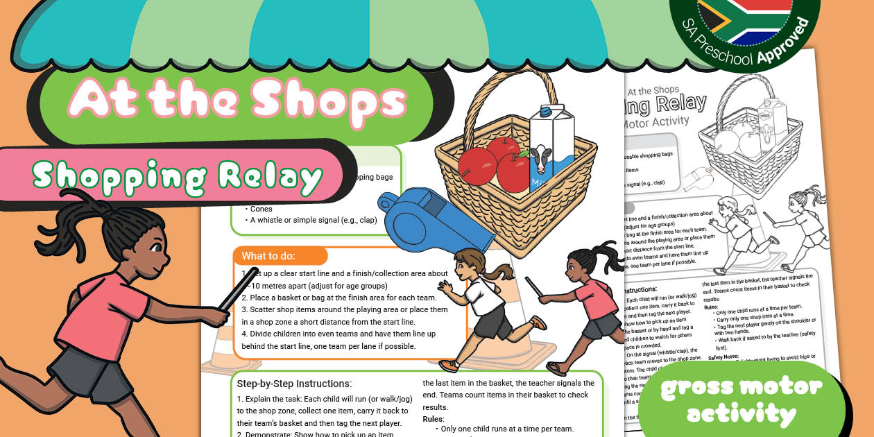 Preschool: At the Shops- Shopping Relay-Gross Motor Activity