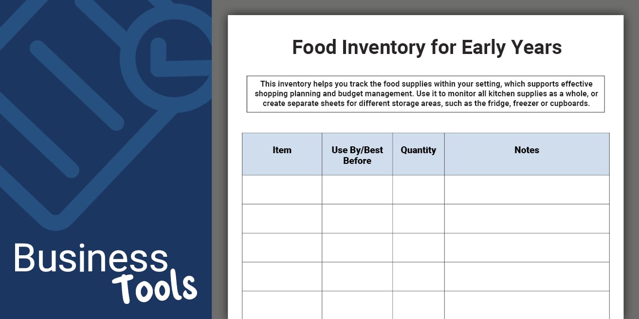 Food Inventory for Early Years Settings