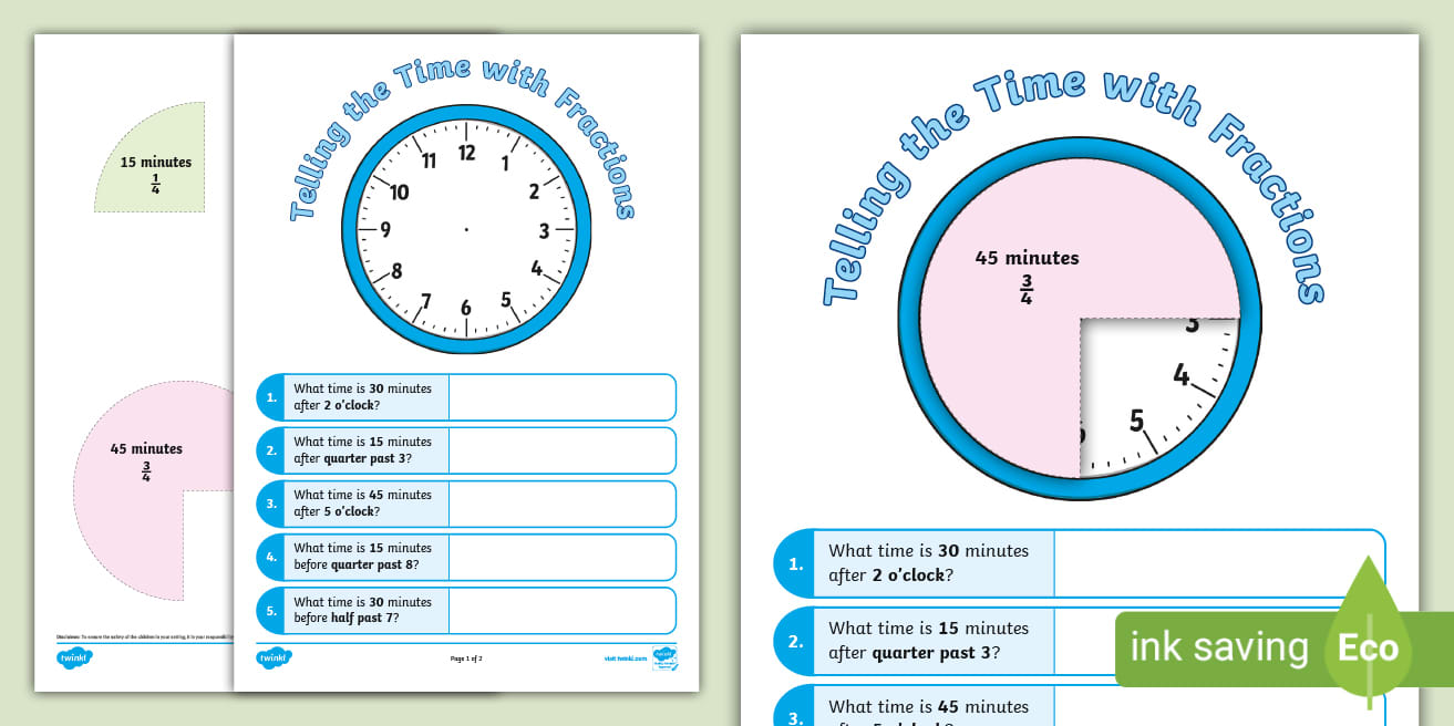 Telling the Time with Fractions Activity Sheet