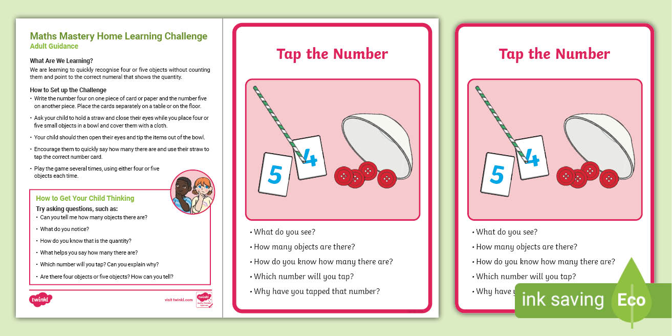 Find Subitise & Represent 4 & 5 Home Learning Tap the Number
