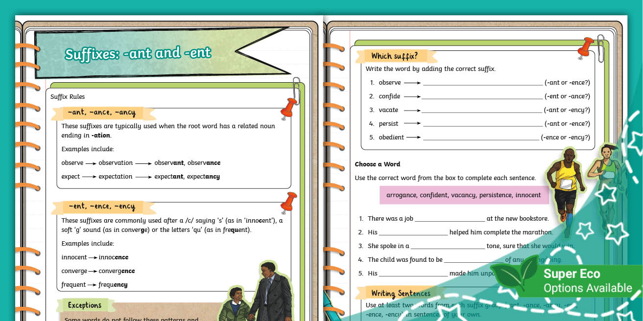 Suffixes: -ant and -ent (Ages 9 - 11)