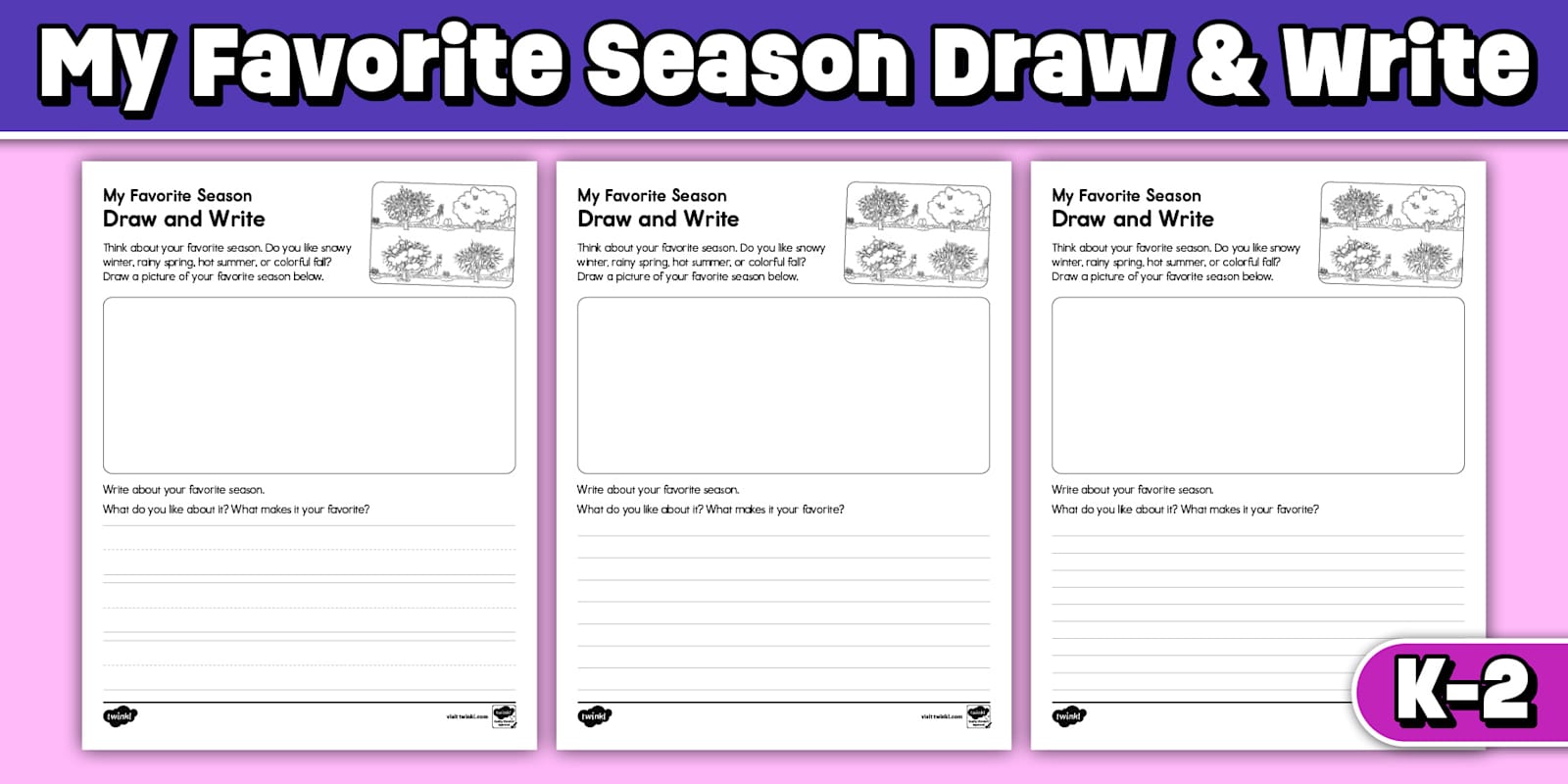 My Favorite Season Draw and Write Worksheet for K-2nd Grade