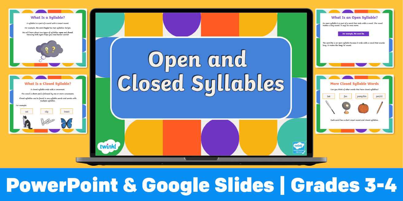 Open and Closed Syllables PowerPoint & Google Slides for 3rd-4th Grade