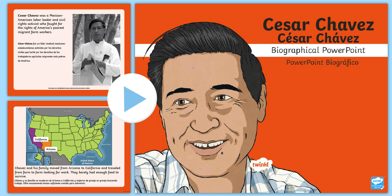 Cesar Chavez Biographical PowerPoint English/Spanish