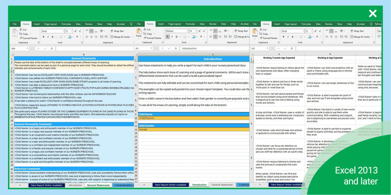 Nursery Report Writing Examples - Pre-School Statement Bank