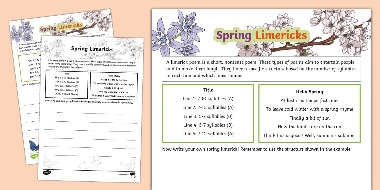 Spring Limerick Poem Template