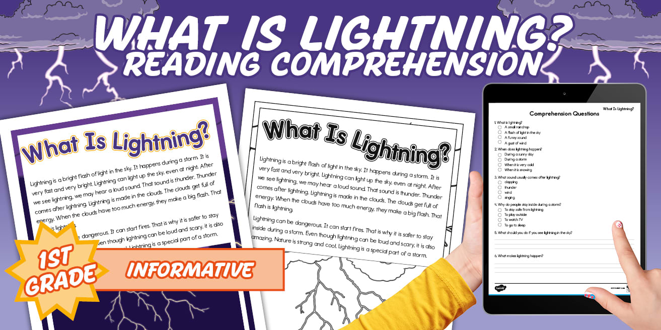 First Grade What is Lightning Reading Comprehension Worksheet
