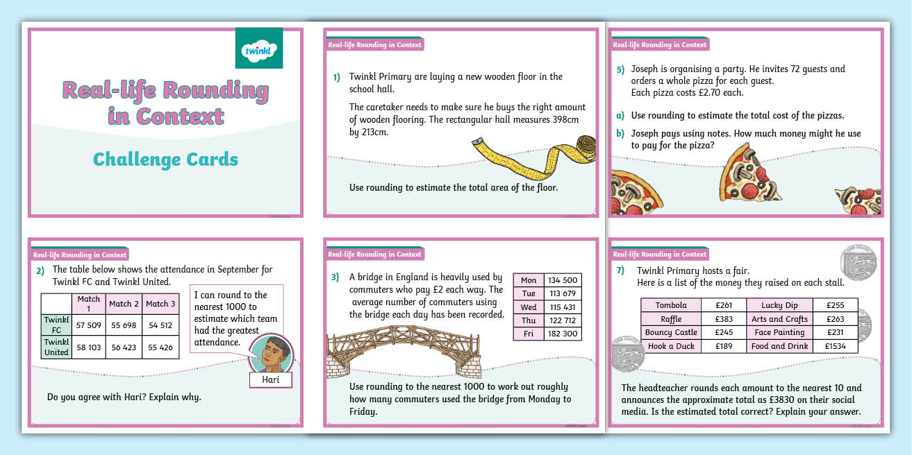 Real-Life Rounding in Context Challenge Cards