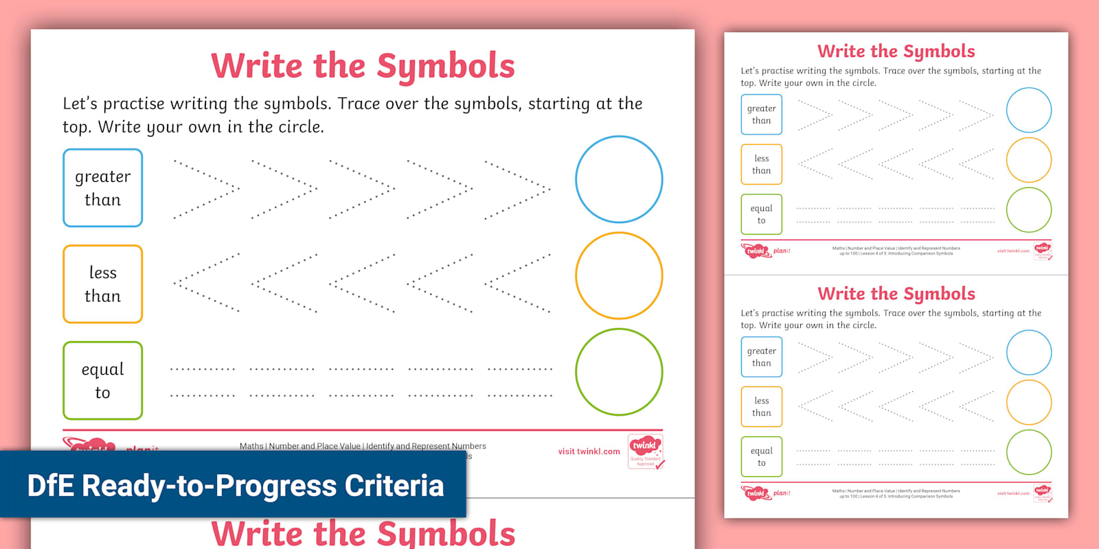 Write the Comparison Symbols Activity Sheet