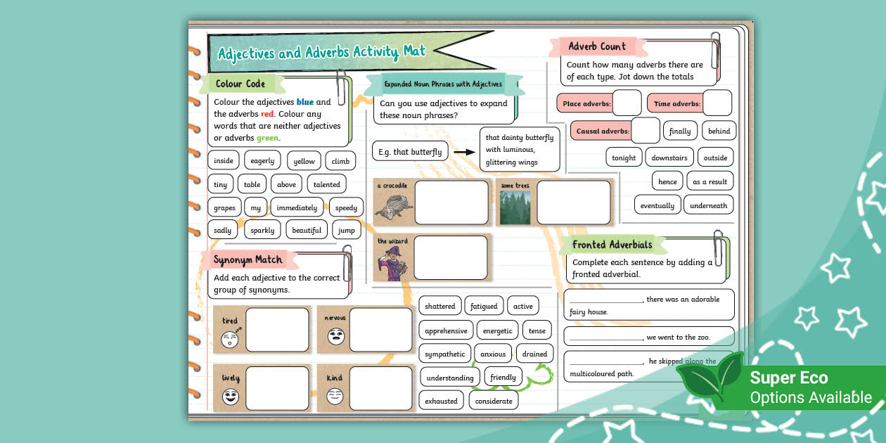 Adjectives and Adverbs Activity Mat (Ages 8 - 9)