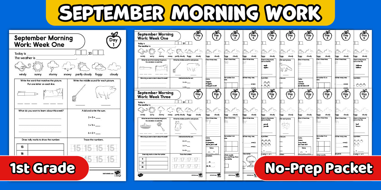 First Grade September Morning Work Pack