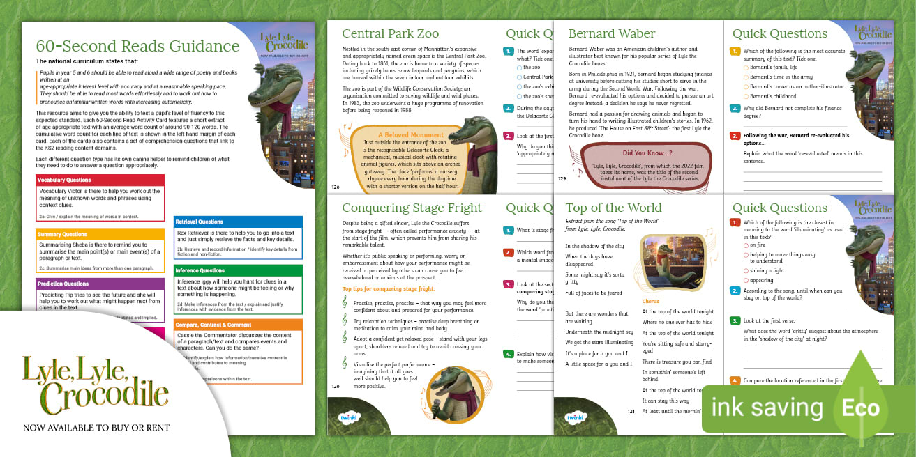 Lyle, Lyle, Crocodile KS2 Reading Level Activity | Twinkl