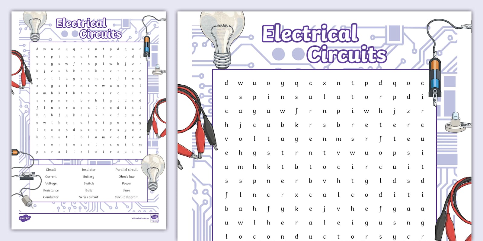 Electrical Circuits Word Search