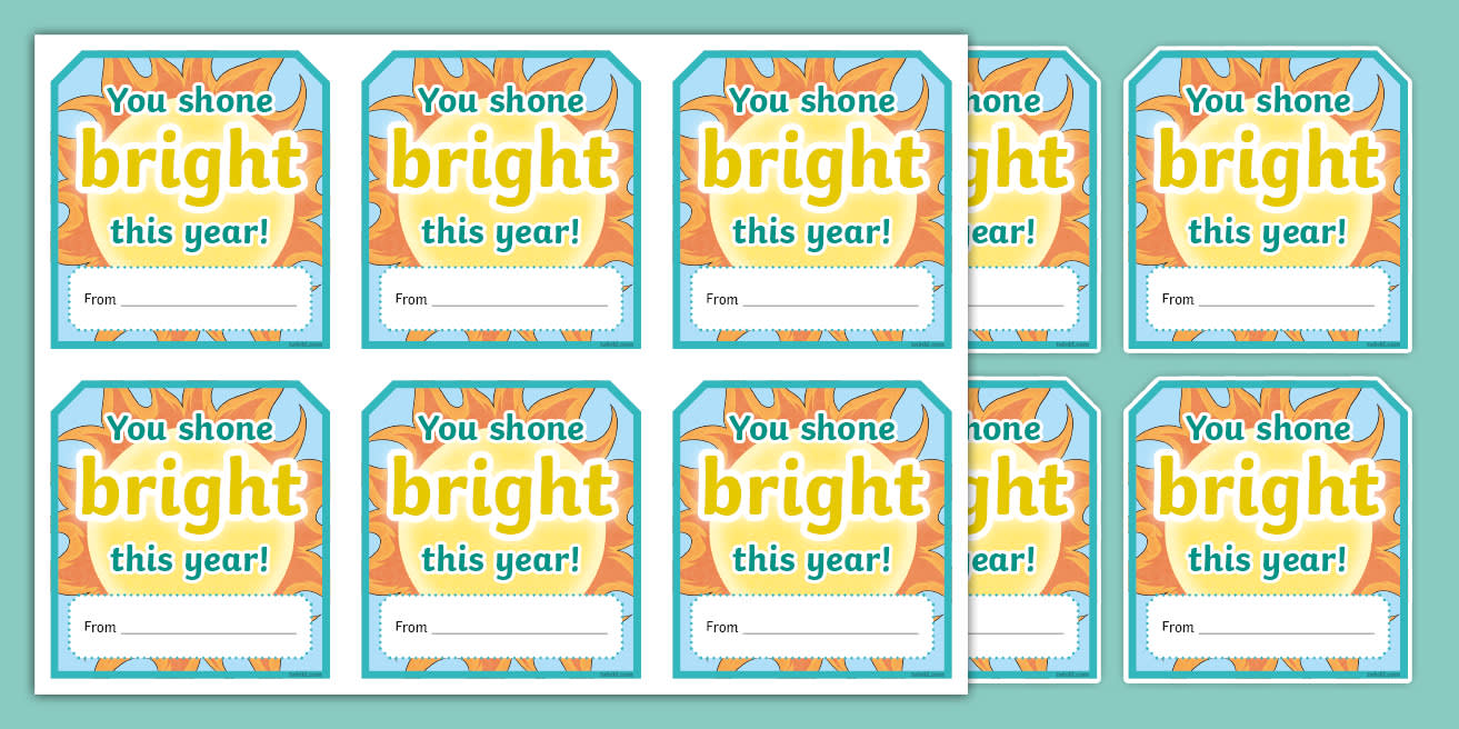 You Shone Bright This Year! End of Year Gift Tag - Twinkl